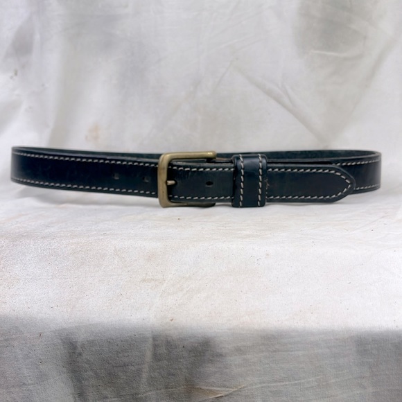 Vintage | Accessories | Vintage Black Leather Belt Brass Buckle | Poshmark